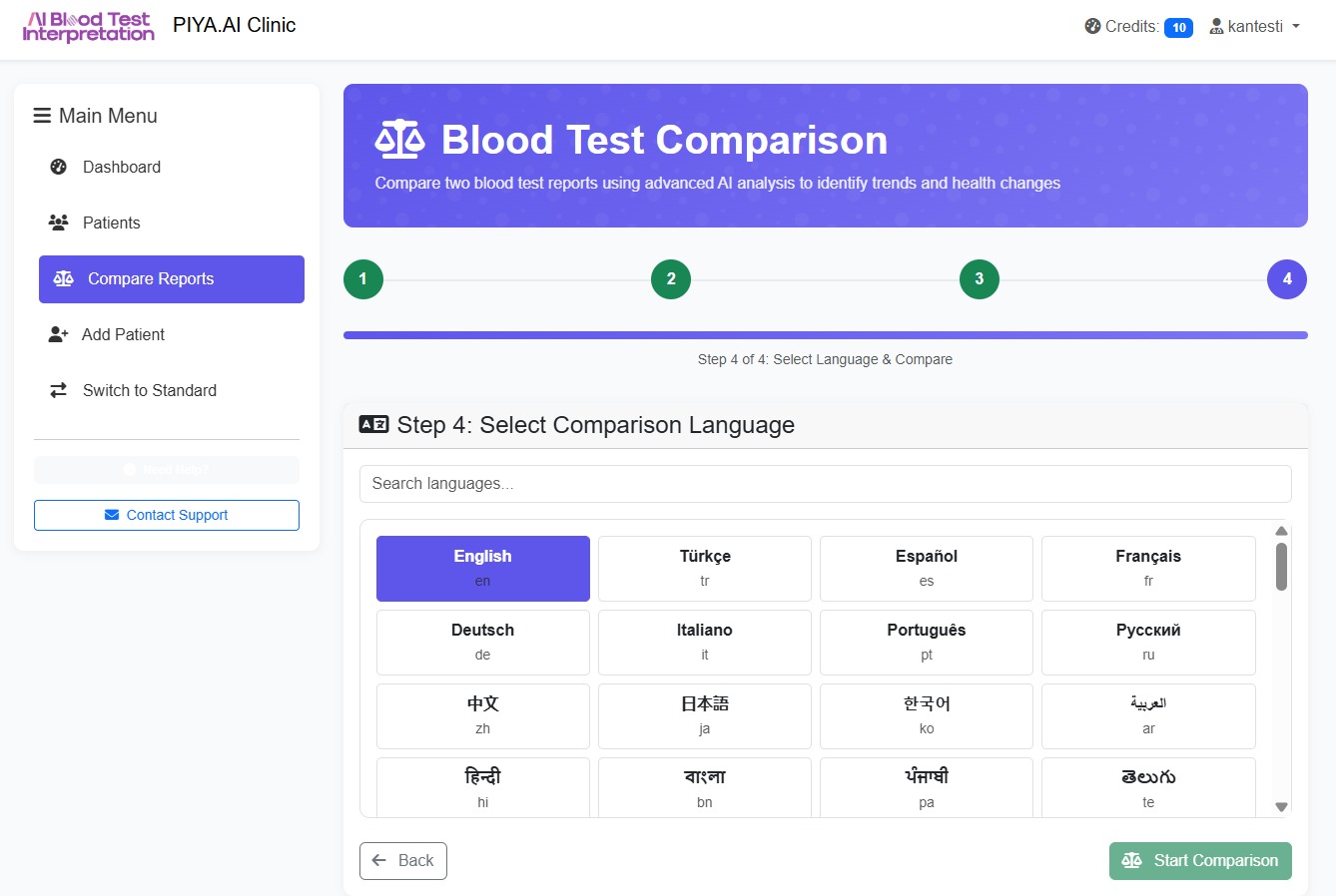 PIYA.AI - Kantesti Blood Test Comparison with AI Analysis